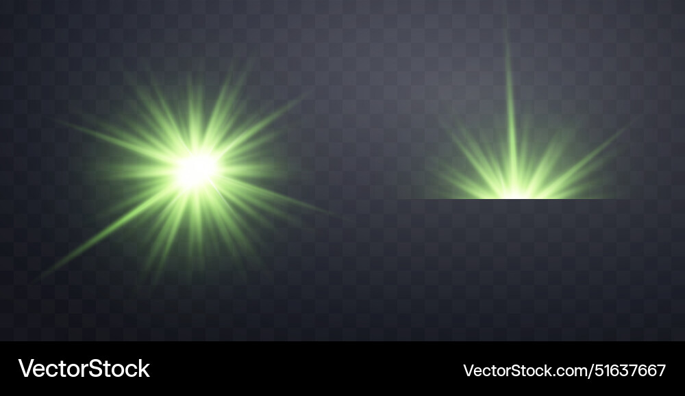 Green horizontal lensflare light flash with rays Vector Image