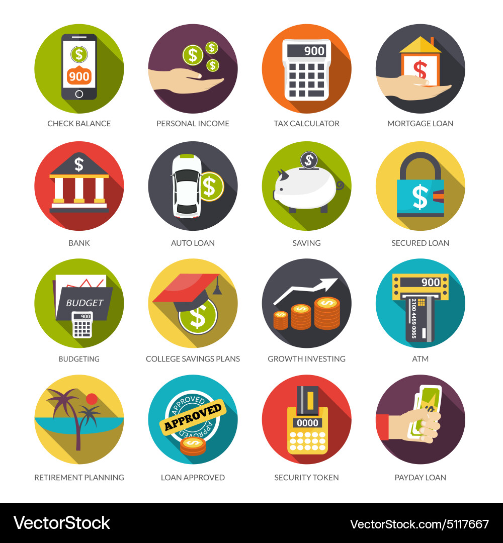 Loan icons set Royalty Free Vector Image - VectorStock