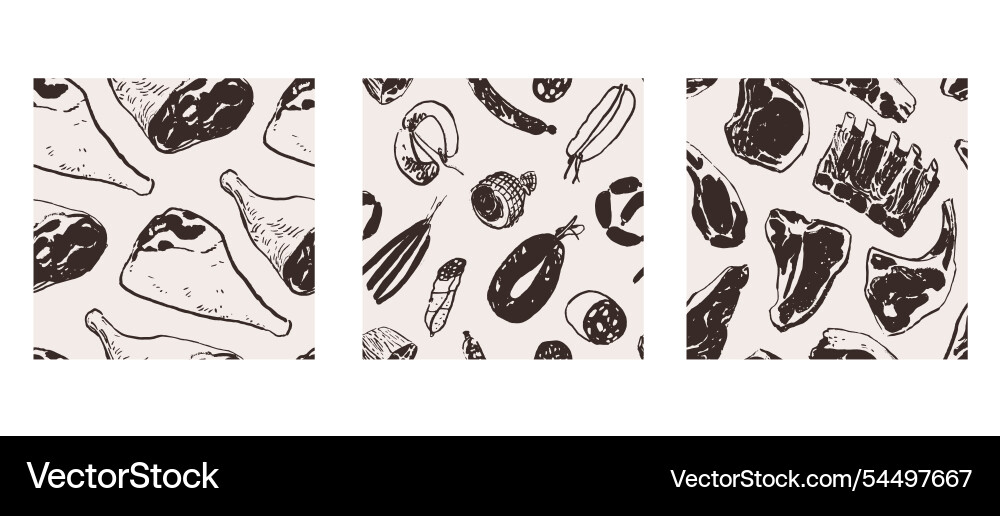 Meat industry seamless pattern designs Royalty Free Vector