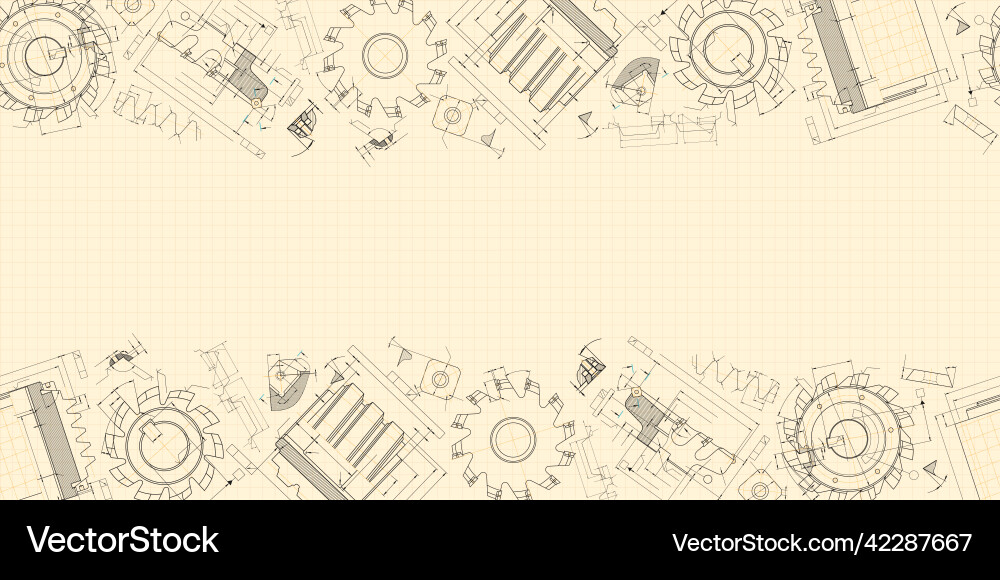 Mechanical engineering drawings on light Vector Image