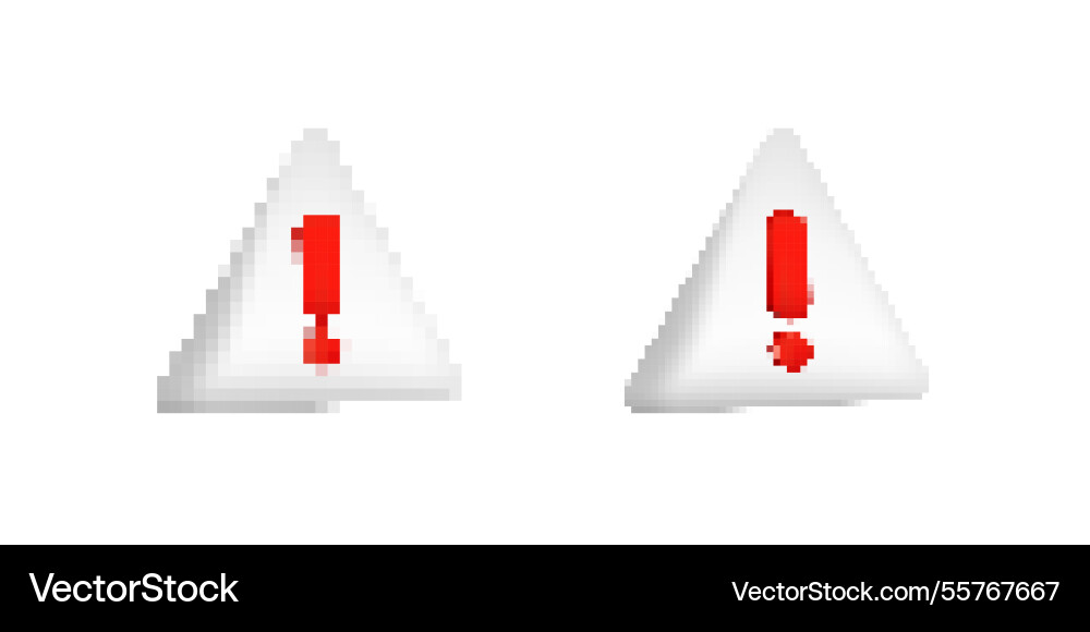 Pixelated red exclamation marks inside white Vector Image