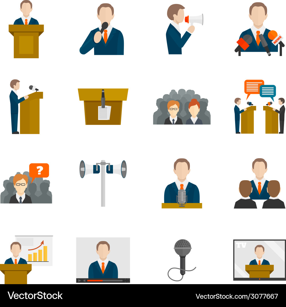 Public speaking icons Royalty Free Vector Image