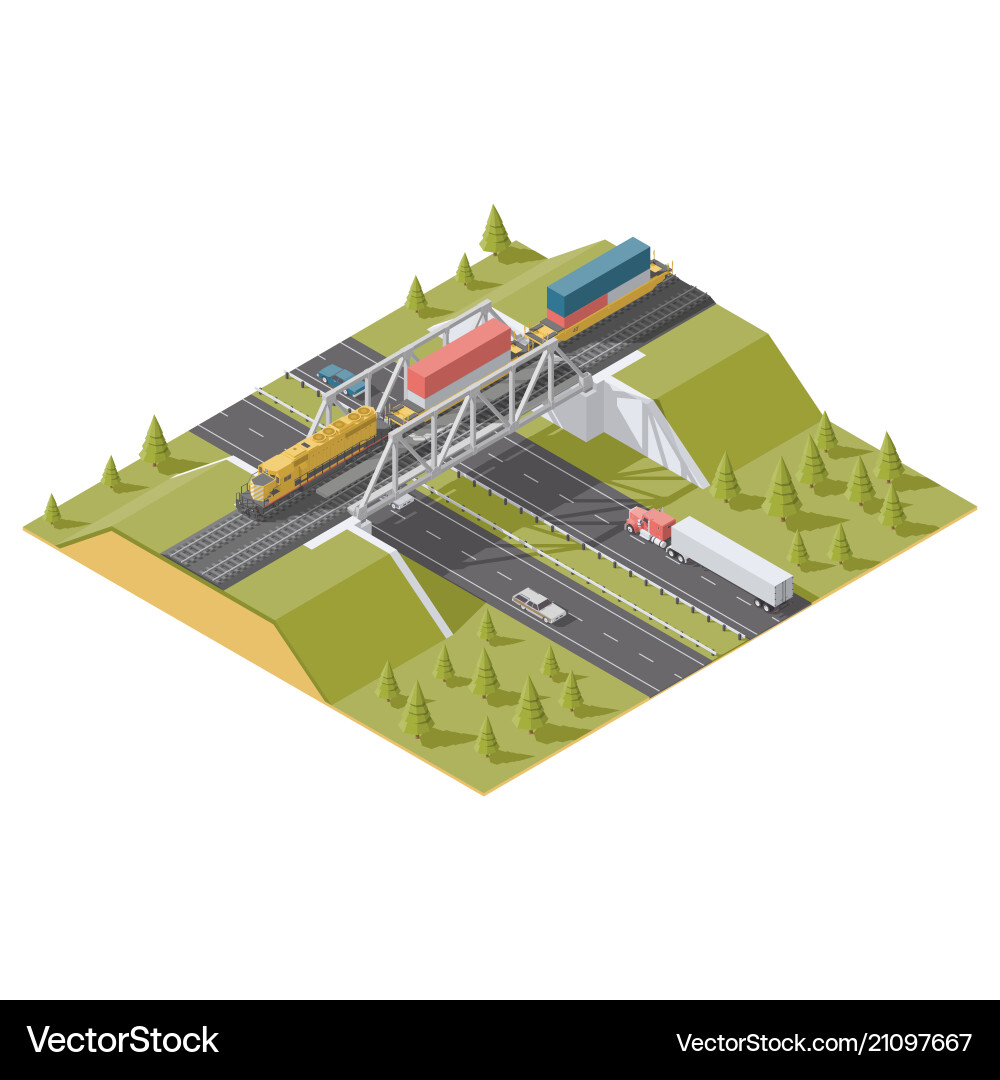 Railway Bridge Isometric Royalty Free Vector Image