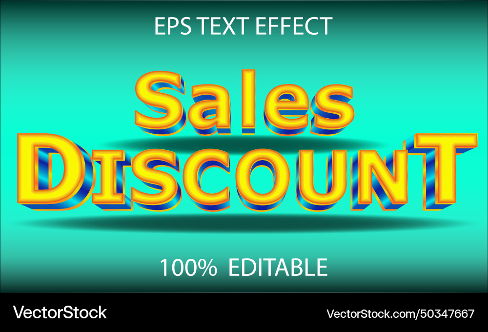 Sales discount text effect Royalty Free Vector Image