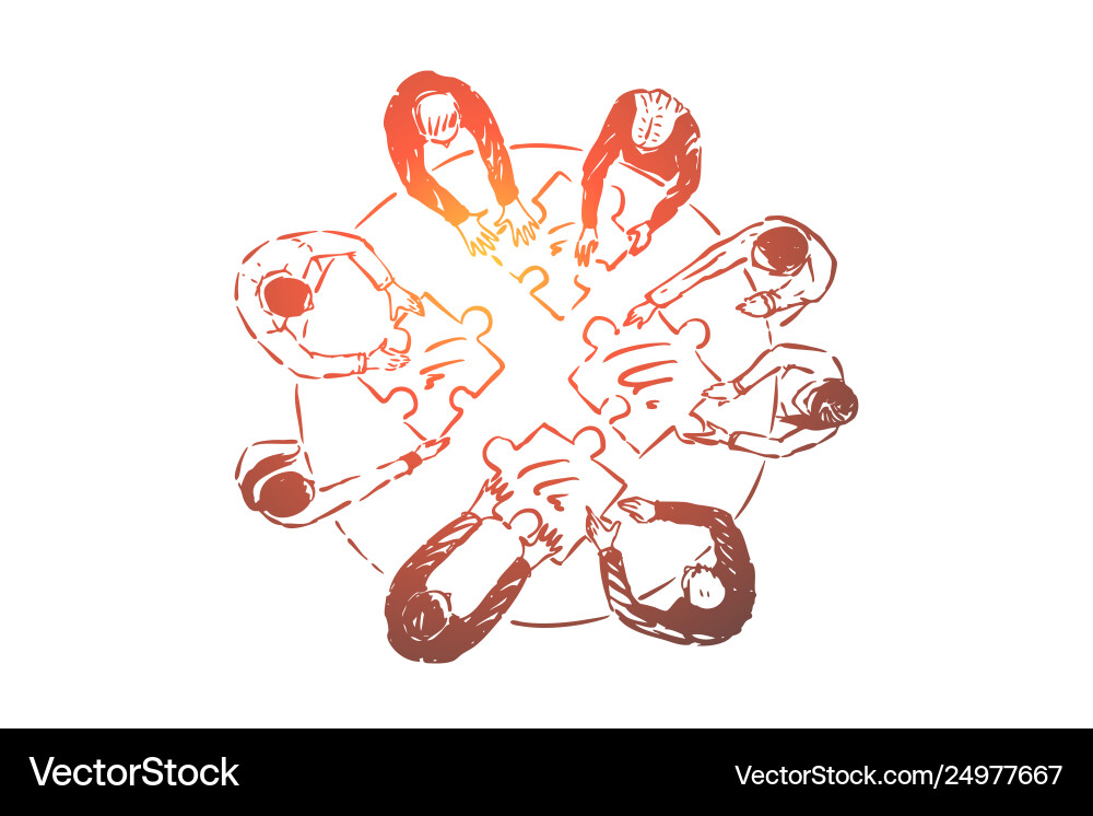 Team Puzzle Solving Collaboration Royalty Free Vector Image
