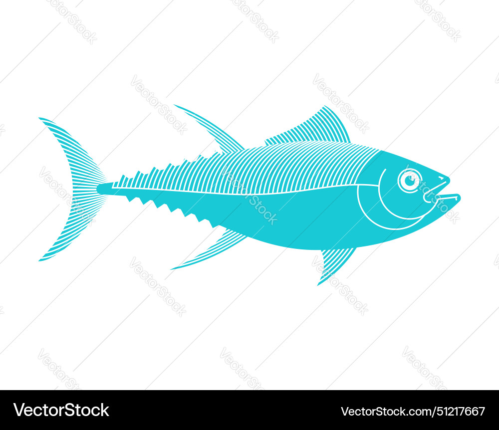 Tuna isolated tunny seafood fish Royalty Free Vector Image