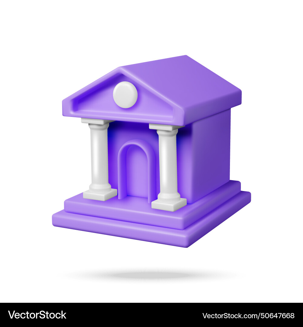 3d bank building isolated on white Royalty Free Vector Image