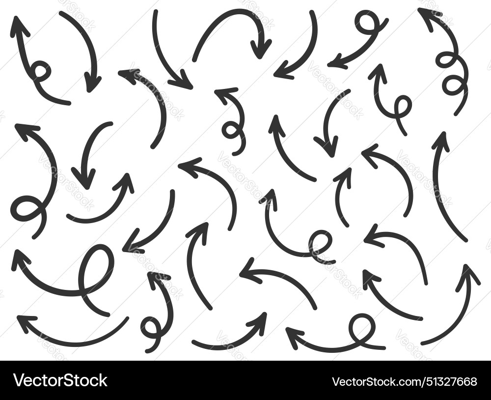 Arrow icon in hand drawn style handmade doodle Vector Image