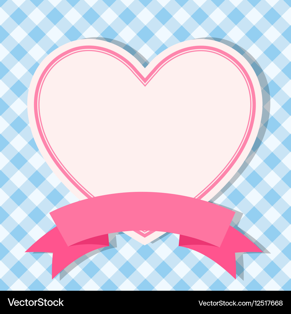 Blue frame with heart for invitation card Vector Image