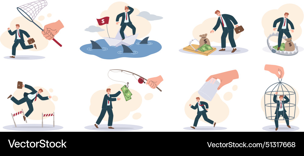 Catch businessman business challenges Royalty Free Vector
