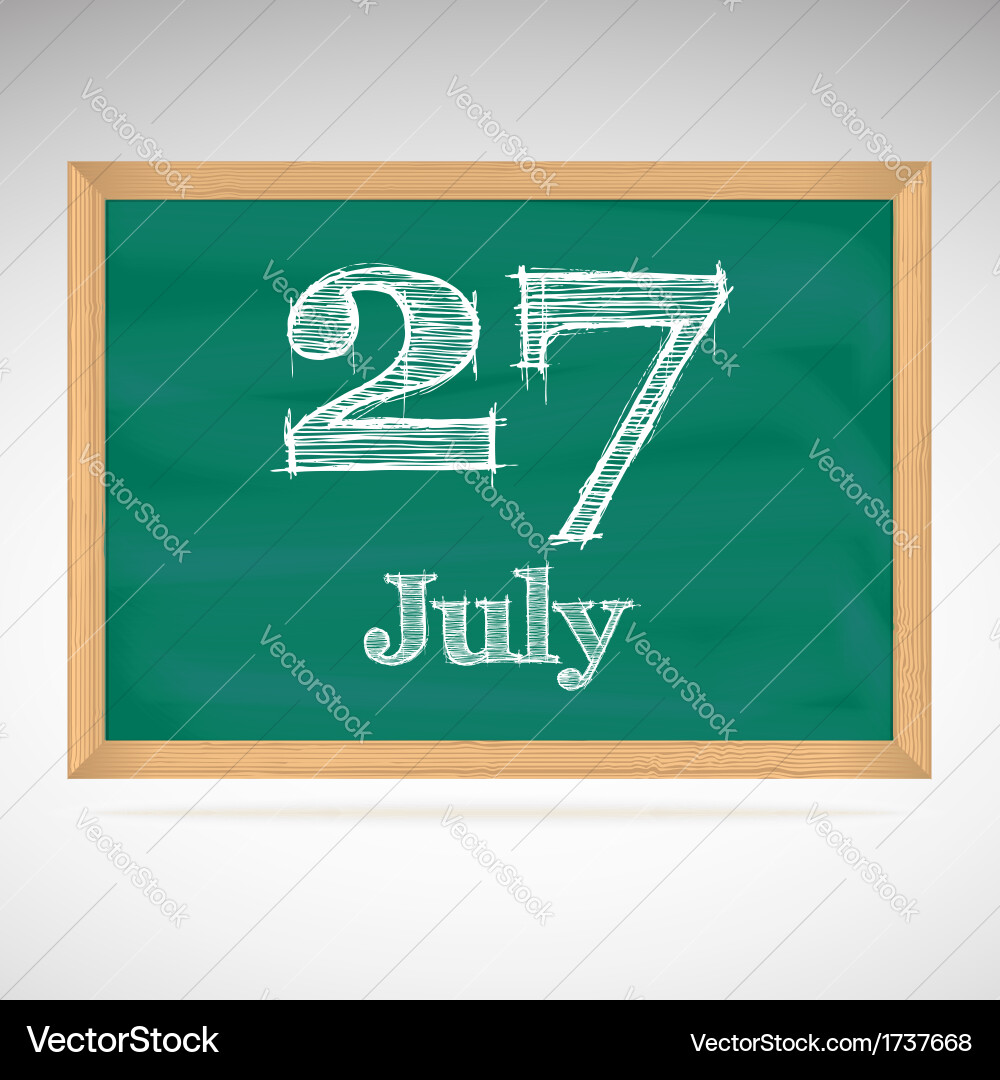 July 27 day calendar school board date Royalty Free Vector