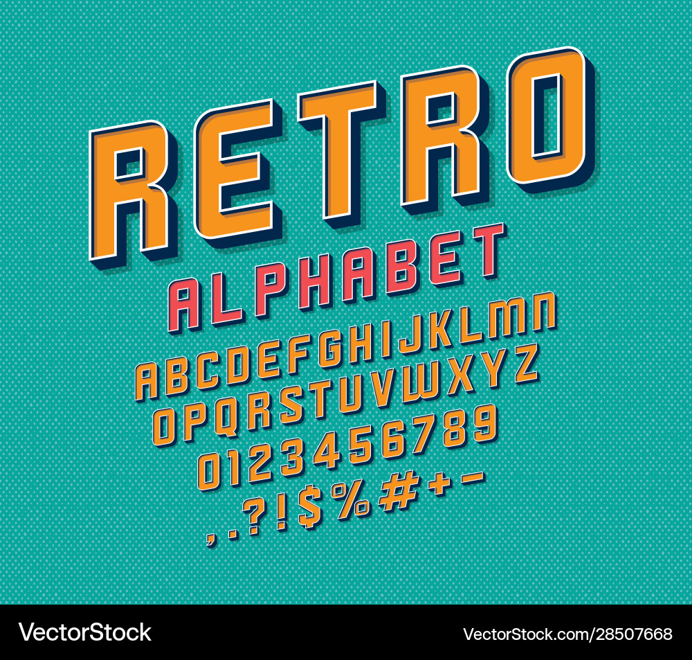 Retro font Royalty Free Vector Image - VectorStock