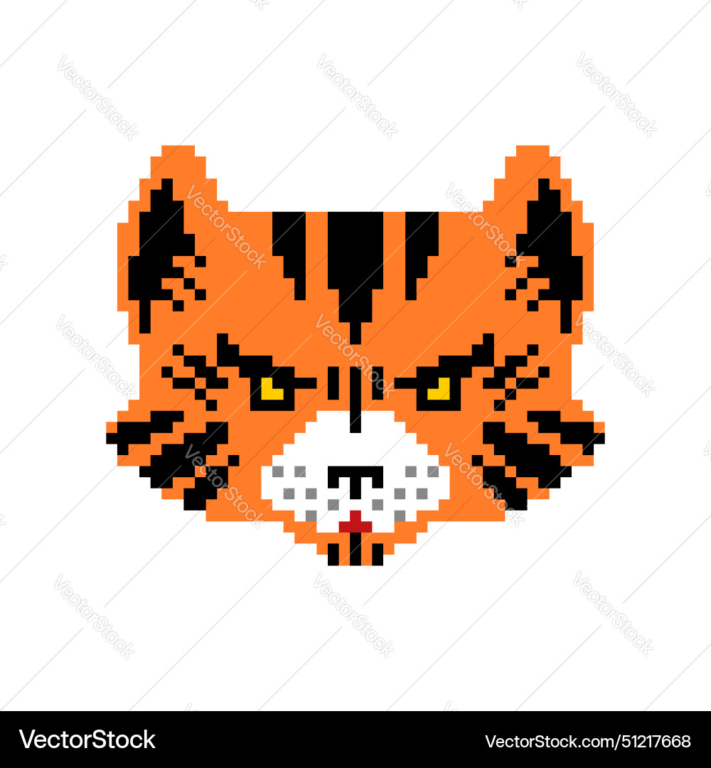 Tiger pixel art big wild striped cat pixelated 8 Vector Image