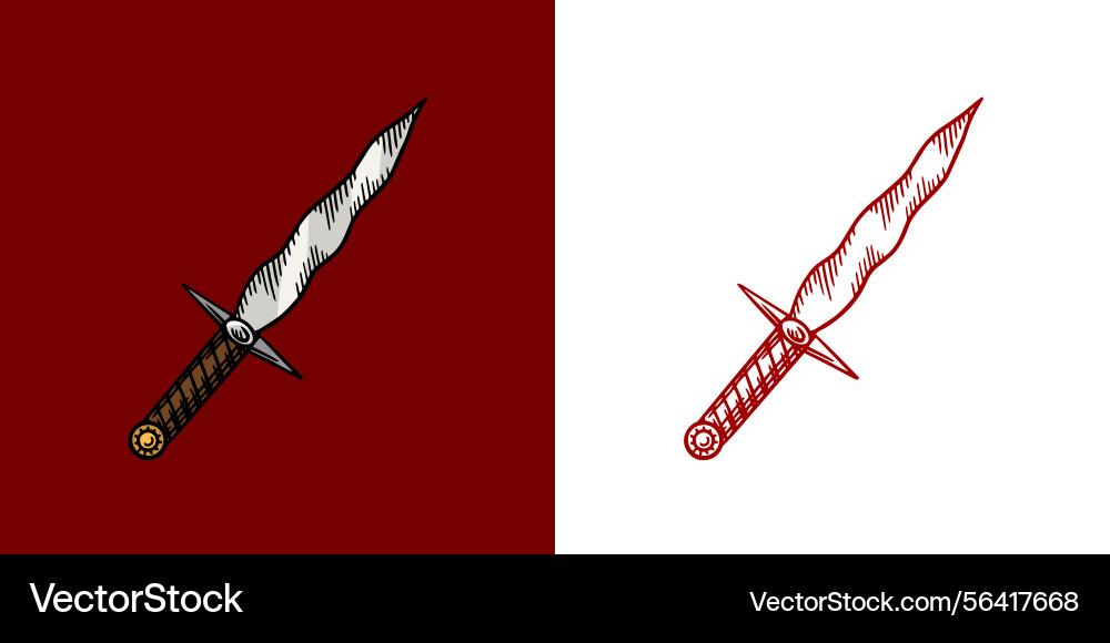 Wavy Dagger - Magic Ritual Royalty Free Vector Image