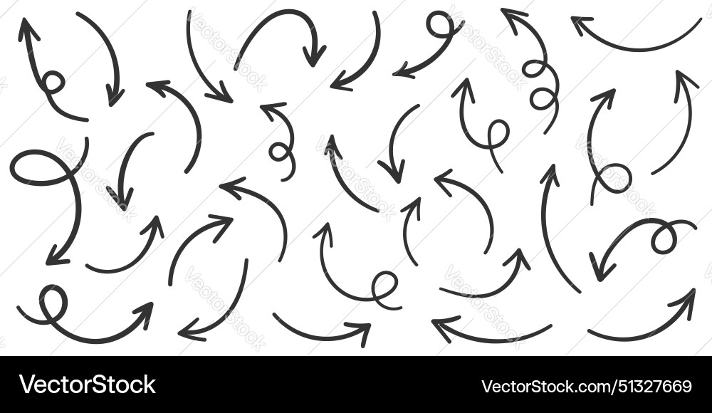 Arrow icon in hand drawn style handmade doodle Vector Image