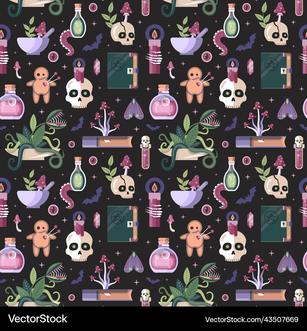 Dark magic and witchcraft ritual staff pattern Vector Image