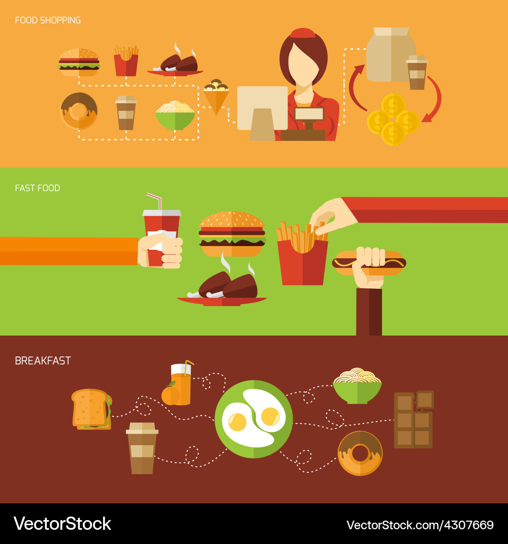 Fast food banner set Royalty Free Vector Image