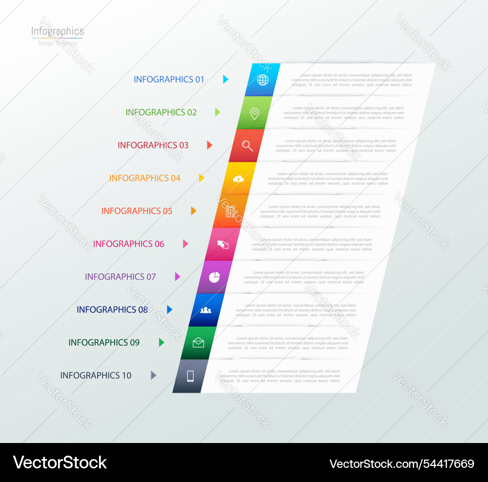 Infographic 10 options design elements Royalty Free Vector