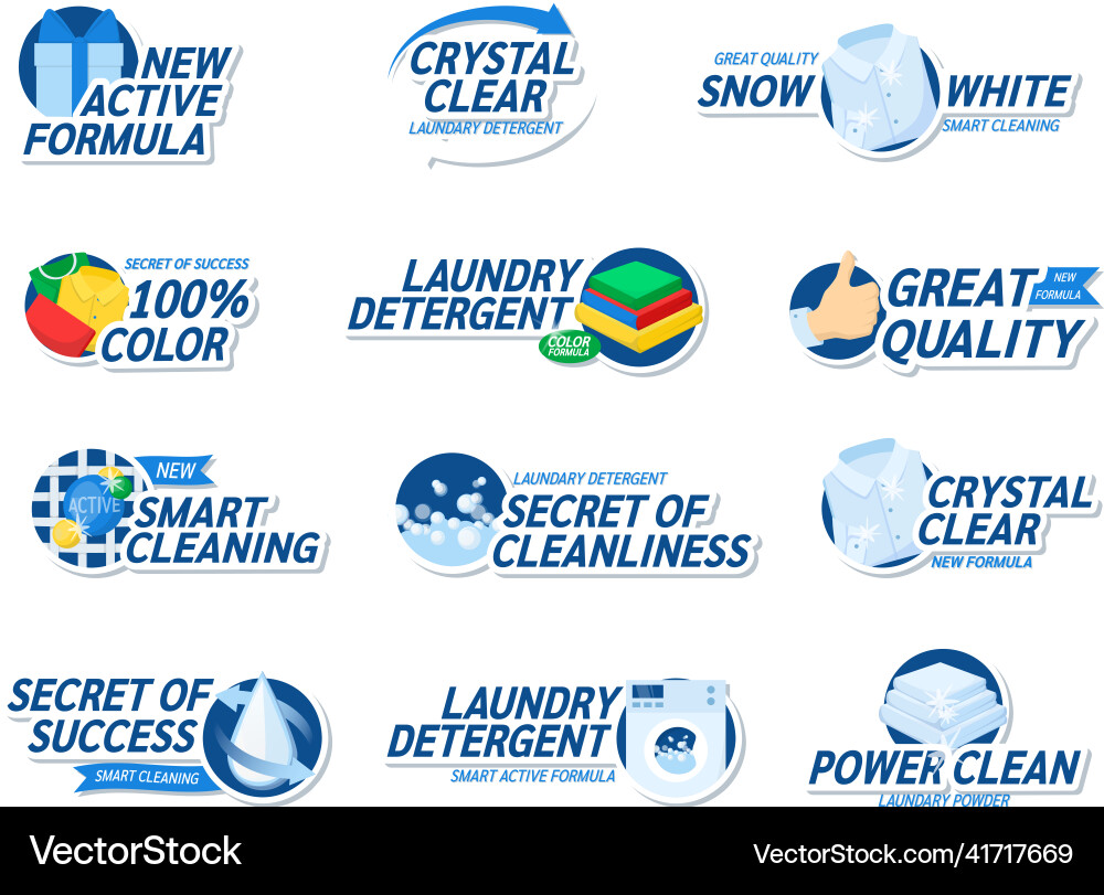 Laundry detergent logotype set commercial Vector Image