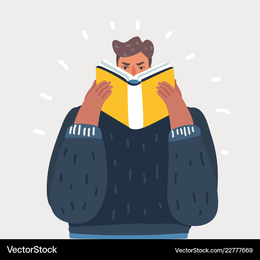 Man reading book Royalty Free Vector Image - VectorStock