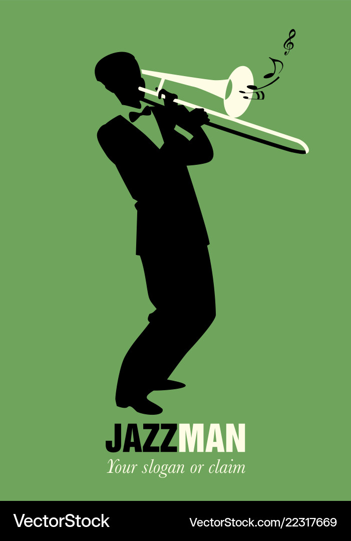 Retro cartoon music trombone player playing Vector Image
