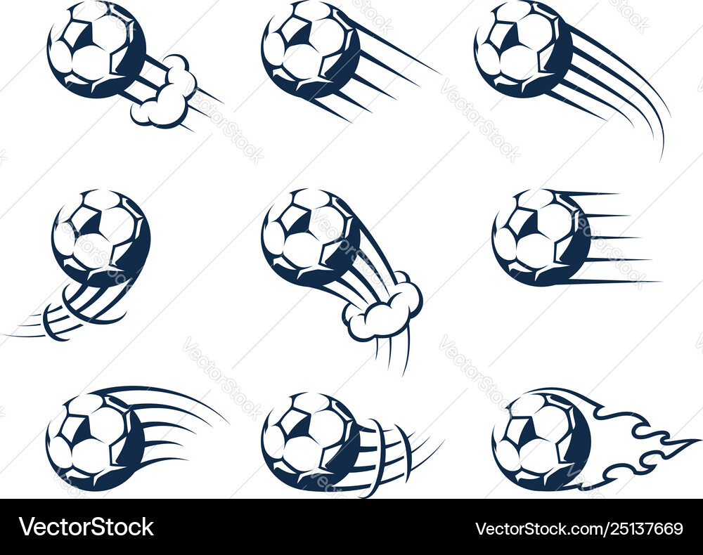 Set moving soccer balls Royalty Free Vector Image