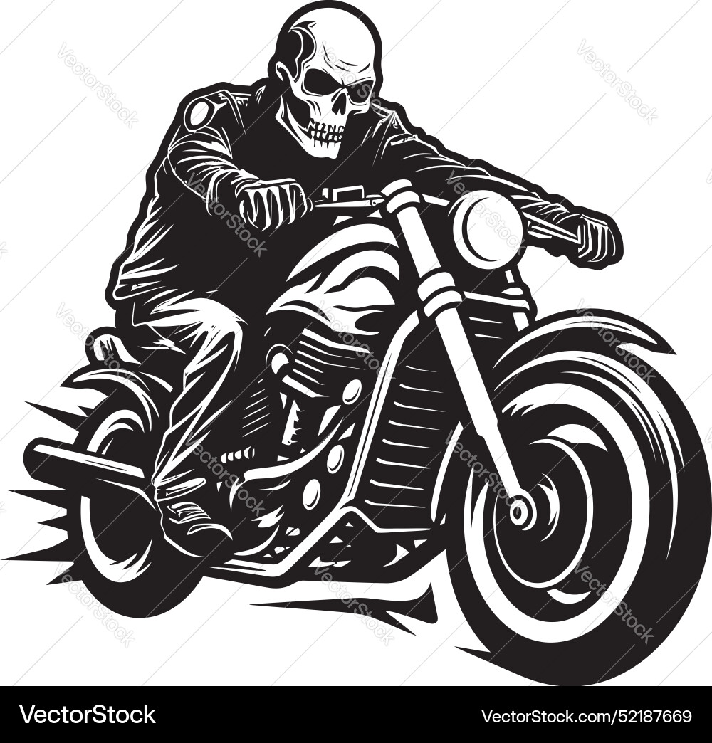 Spooky speedster skeleton biker on motorcycle Vector Image
