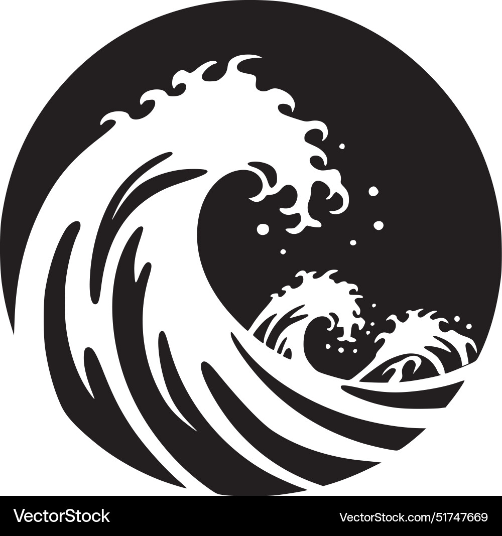 Waves - black and white isolated icon Royalty Free Vector