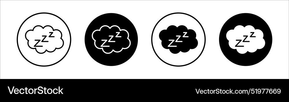 Zzz flat line icon set thin Royalty Free Vector Image