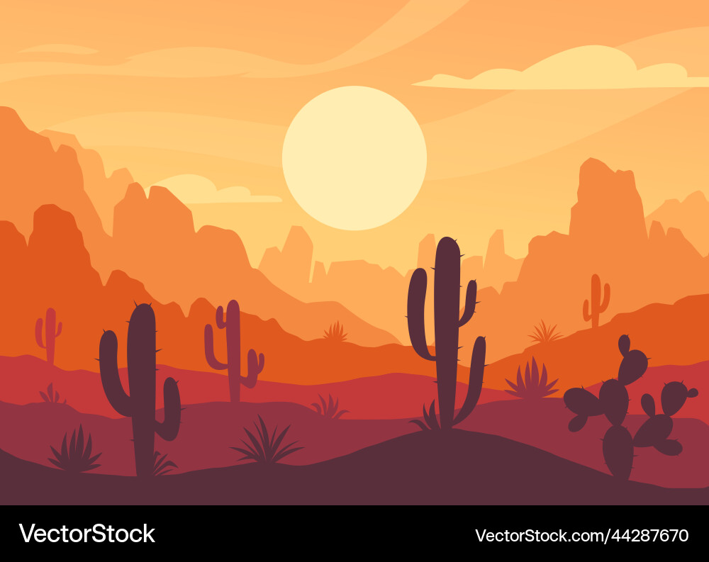 Beautiful desert landscape Royalty Free Vector Image