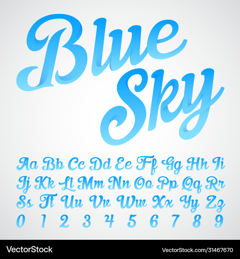 Beautiful font and number Royalty Free Vector Image