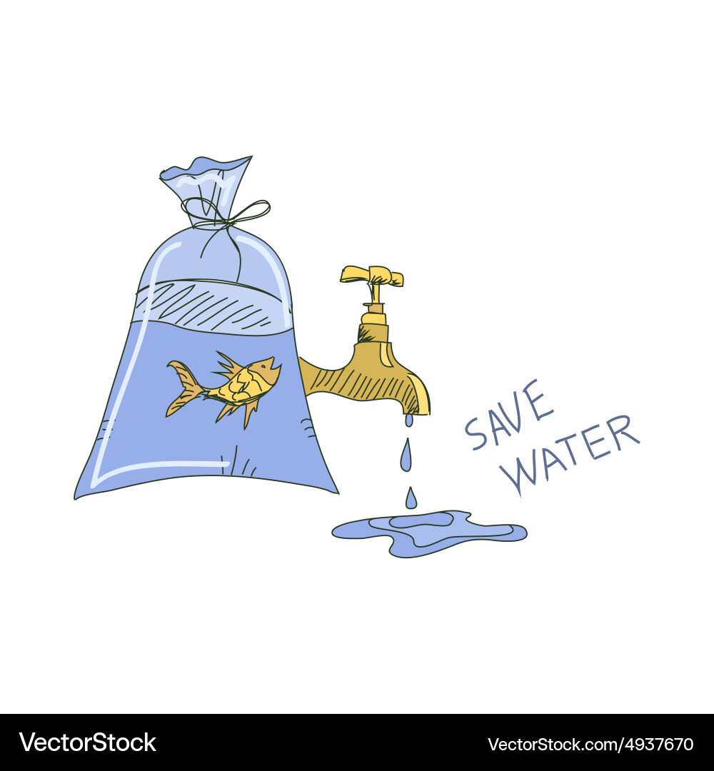 Colored doodle save water concept Royalty Free Vector Image