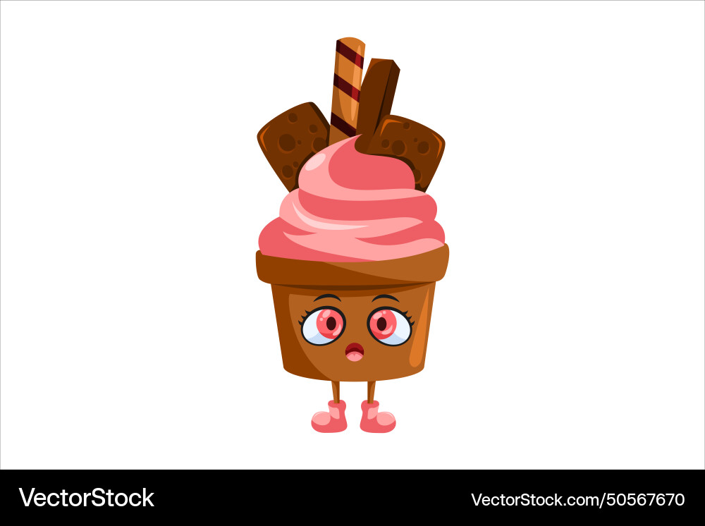 Cute ice cream character design Royalty Free Vector Image
