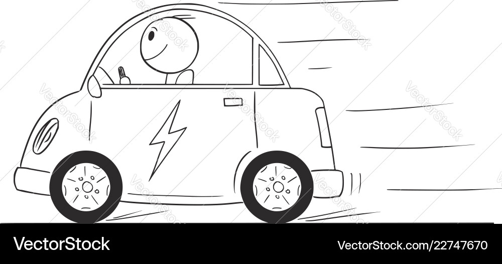 Electric Car Cartoon Royalty Free Vector Image