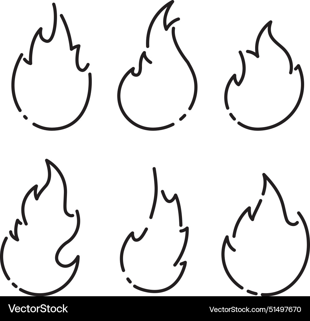 Fire icon set red color symbol or emblem Vector Image