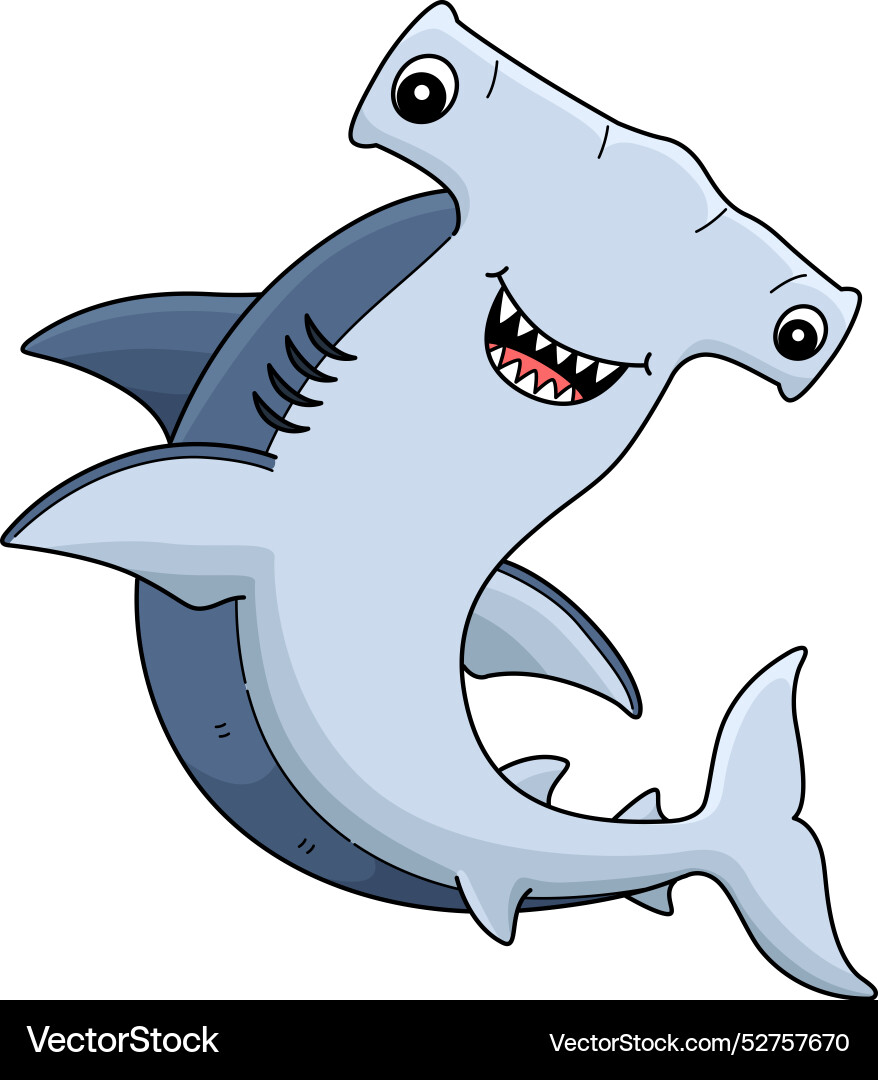 Hammerhead shark cartoon colored clipart Vector Image