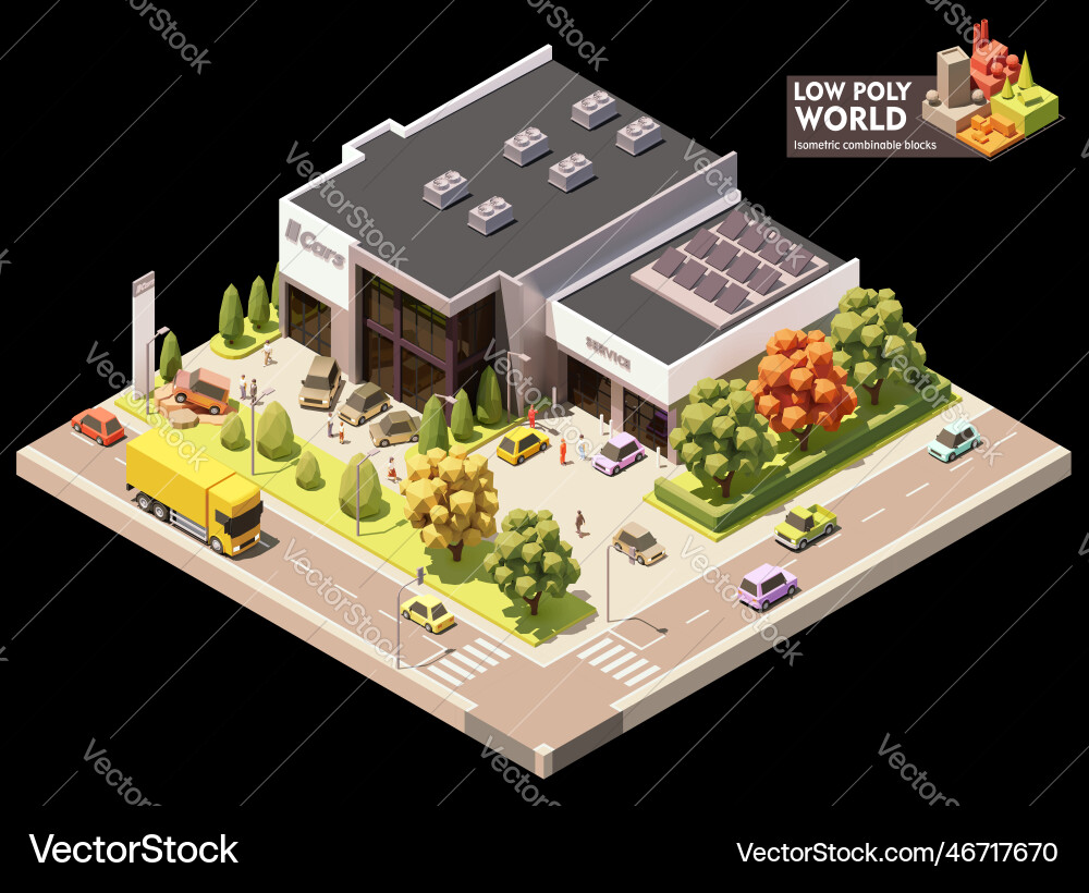 Isometric car dealership showroom Royalty Free Vector Image