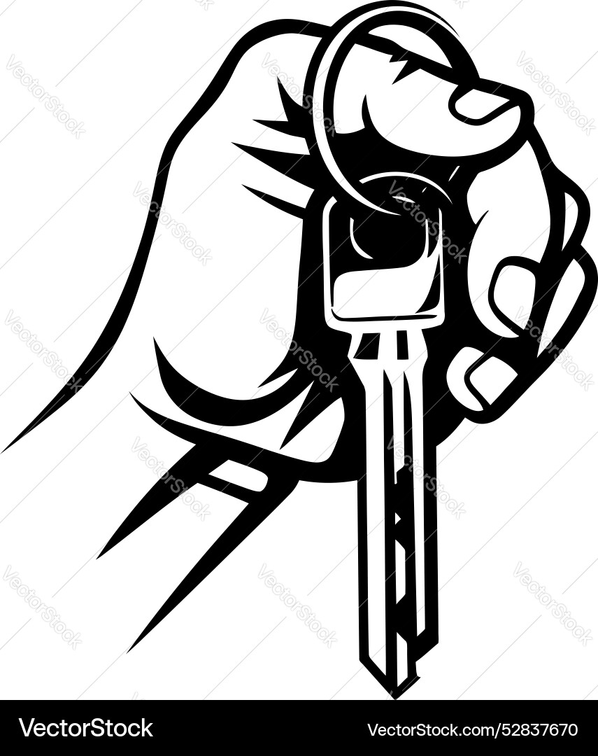 Key touch secure hand and logo handheld Royalty Free Vector