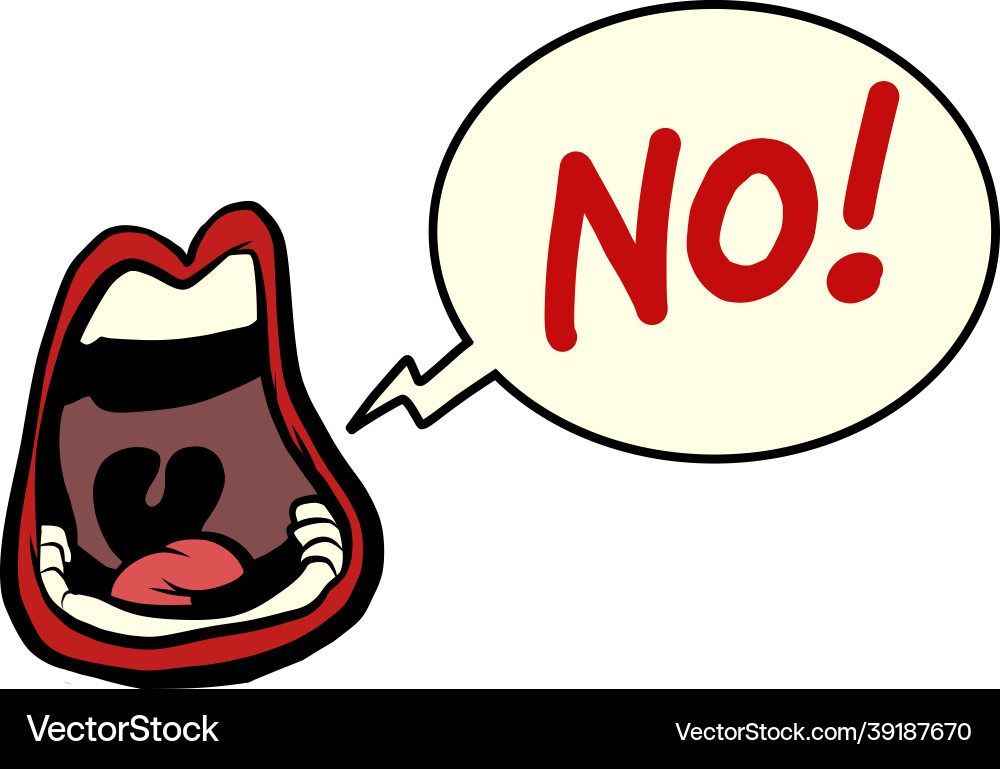 No pop art mouth scream words speech talk Vector Image