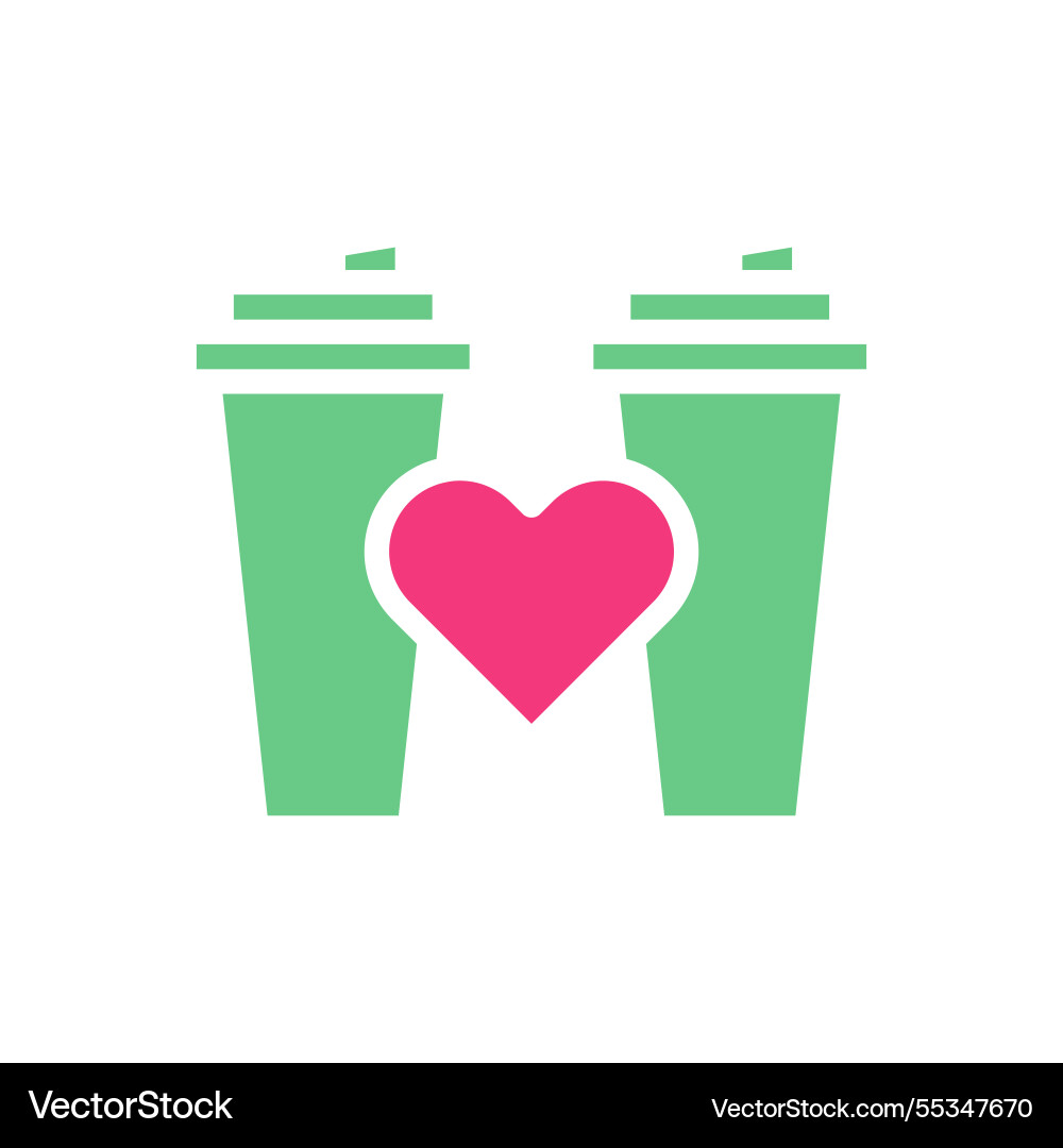 Two coffee cups with heart-shaped symbol Vector Image