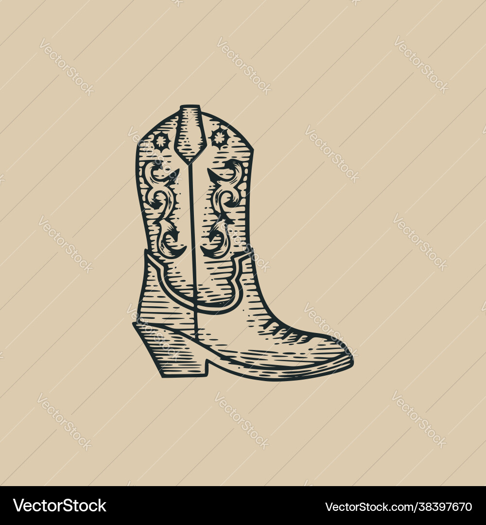 Vintage Cowboy Boot Graphic Royalty Free Vector Image