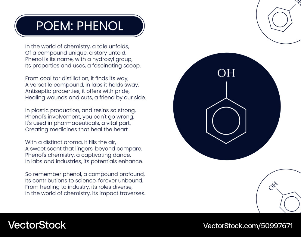 A poem in english on phenol Royalty Free Vector Image
