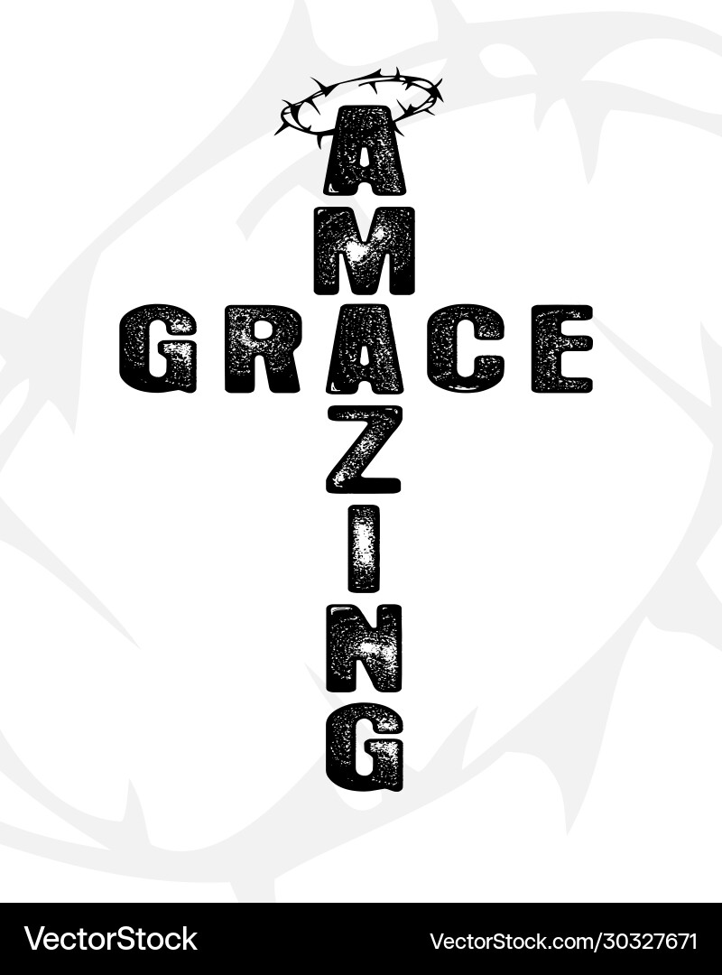 Amazing Grace Cross Lettering Royalty Free Vector Image