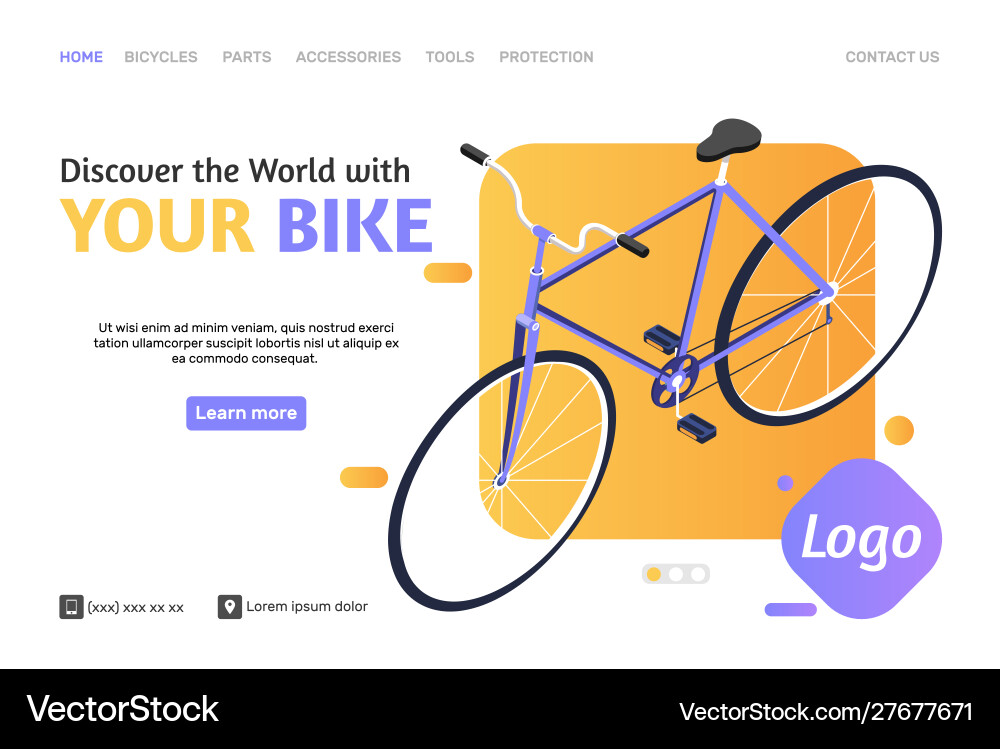 Bike shop web page Royalty Free Vector Image - VectorStock