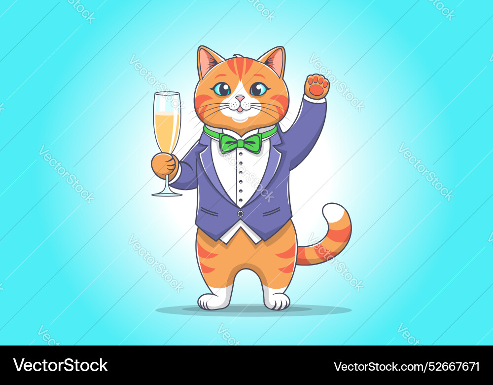 Cartoon cute friendly affable red tabby cat Vector Image