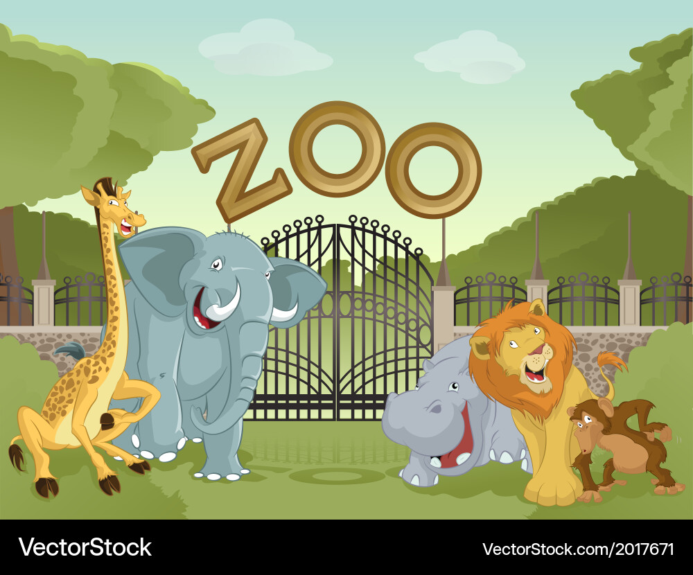 Cartoon Zoo Animals Royalty Free Vector Image - VectorStock