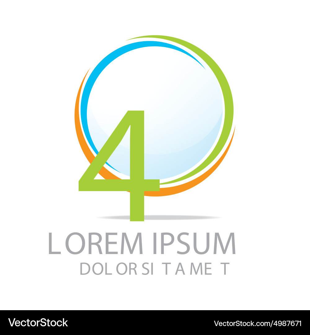Circle four number logo Royalty Free Vector Image