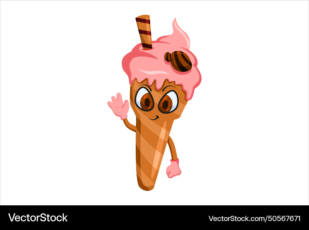 Cute ice cream character design Royalty Free Vector Image