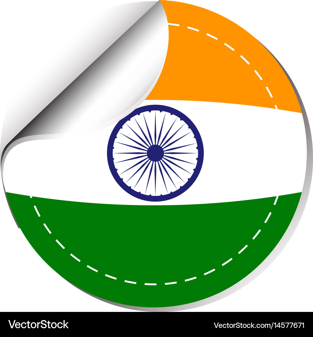 India flag design on round sticker Royalty Free Vector Image