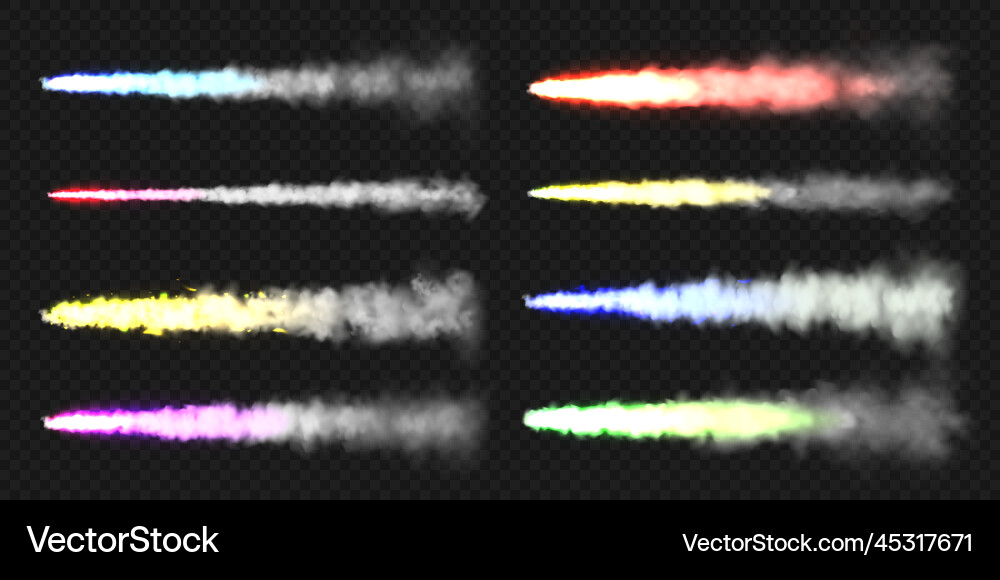 Realistic colorful space rocket trails festive Vector Image